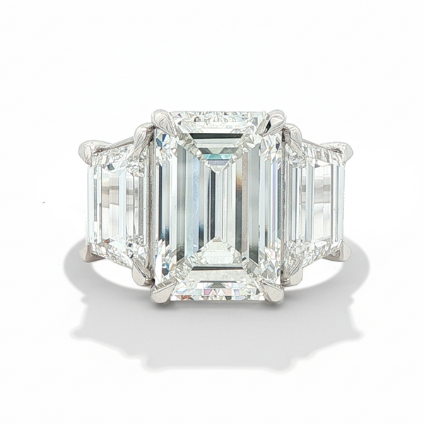 Ella Rose Platinum IGI Certified Emerald Cut 3-Stone Lab-Grown Diamond ...